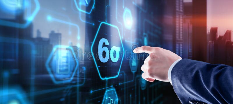 Business Man Pointing Six Sigma To Control Products Quality Process ...