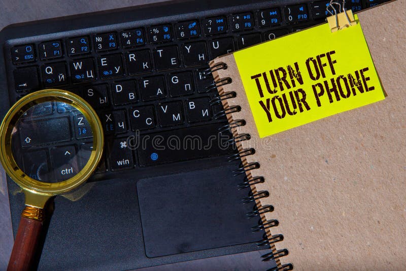 Business Man Pointing the Text Turn Off Your Phone Stock Image - Image ...