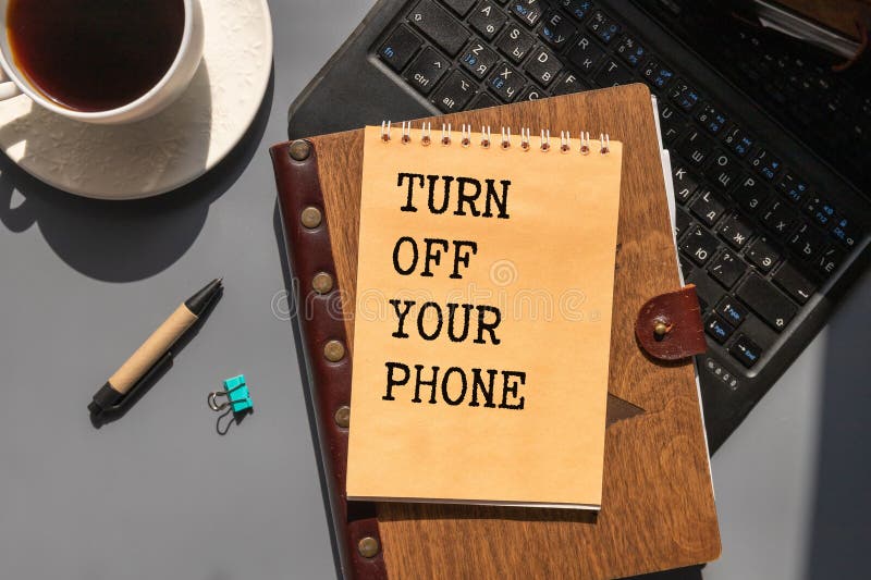 Business Man Pointing the Text Turn Off Your Phone. Stock Image - Image ...