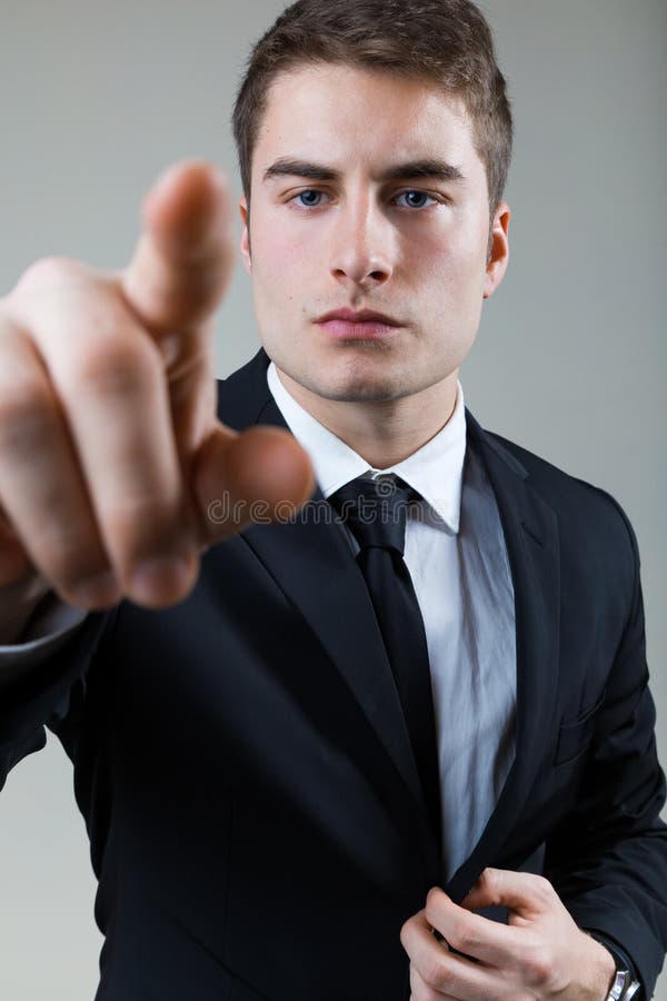Business Man with Pointing To Something or Touching a Screen. Stock ...