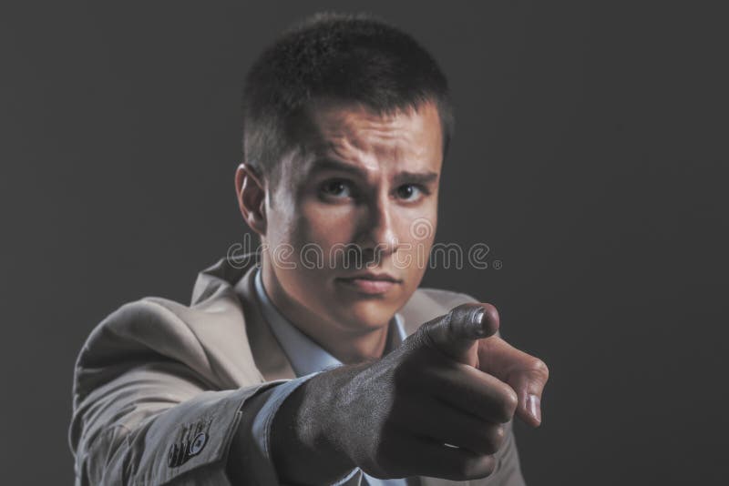 Business Man Points Finger at You Stock Image - Image of point ...
