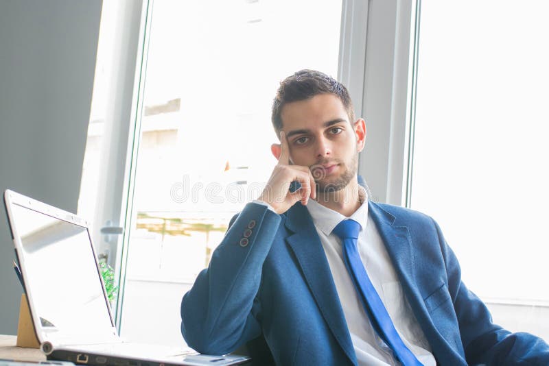 .Business Man in Office. Business Man Having Problem at Work Stock ...