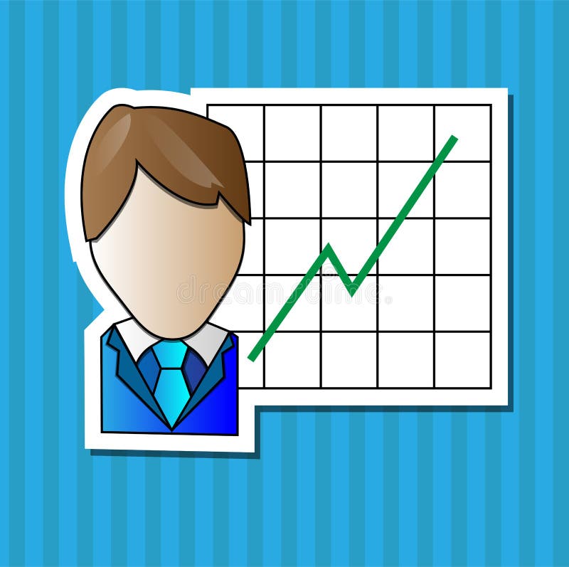 Business Man with Positive Graph Stock Vector - Illustration of goal ...