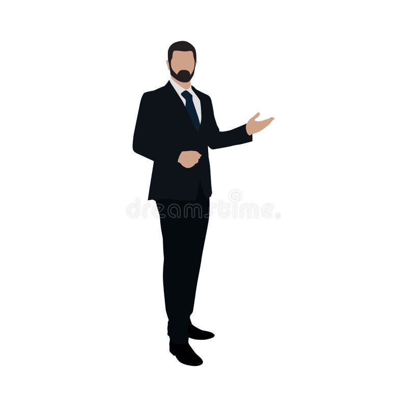 Business Man at Presentation. Flat Design Stock Vector - Illustration ...