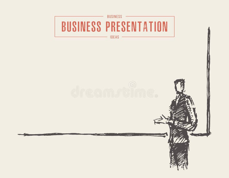 Businessman Presenting Concept Vector Sketch. Stock Vector ...