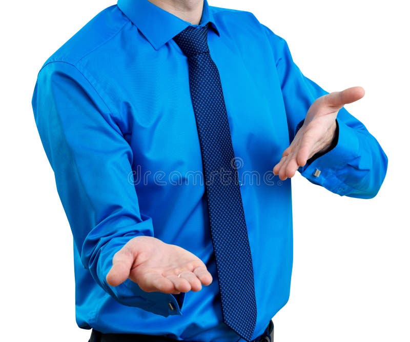 Business Man Presenting Open Hand. Advertisement Concept Stock Photo ...