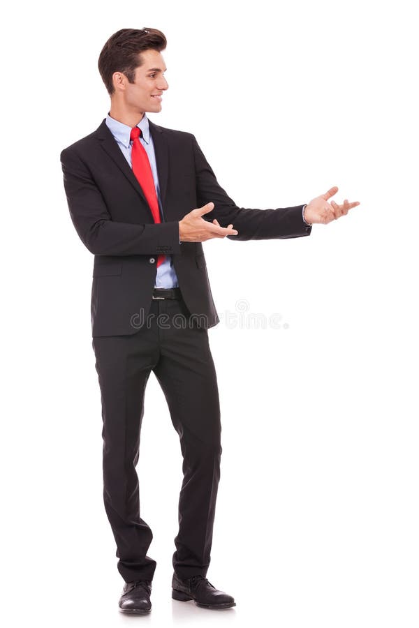 Business Man Presenting Something or Inviting Stock Image - Image of ... Business Man Presenting Something or Inviting Stock Image - Image of ...