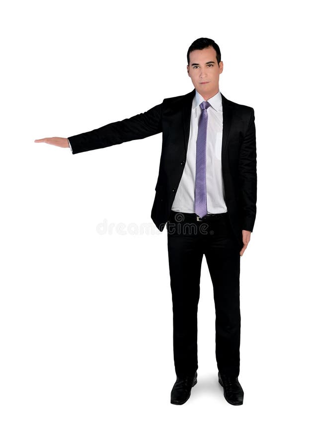 Business Man Presenting Something Stock Image - Image of fullbody, hand ...