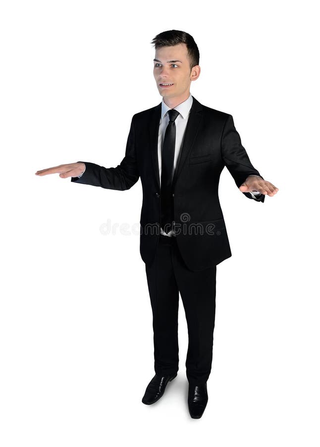 Business Man Presenting Something Stock Image - Image of happy, hand ...