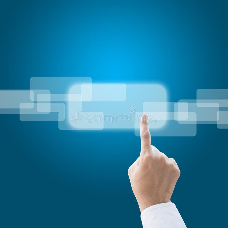 Business man press button stock image. Image of blue - 32651423