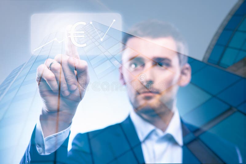 Business Man Press Dollar Button Stock Image - Image of finance, choice ...