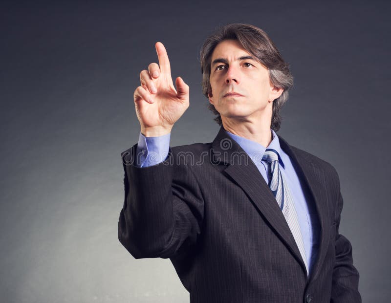 Business Man Pressing a Button Stock Image - Image of business ...