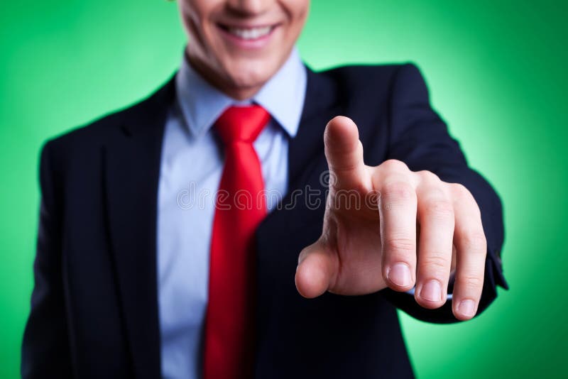 Business Man Pressing a Touchscreen Button Stock Image - Image of ...