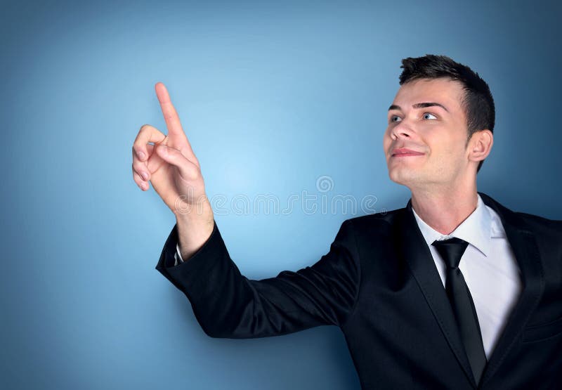 Business man pressing stock image. Image of caucasian - 49407045
