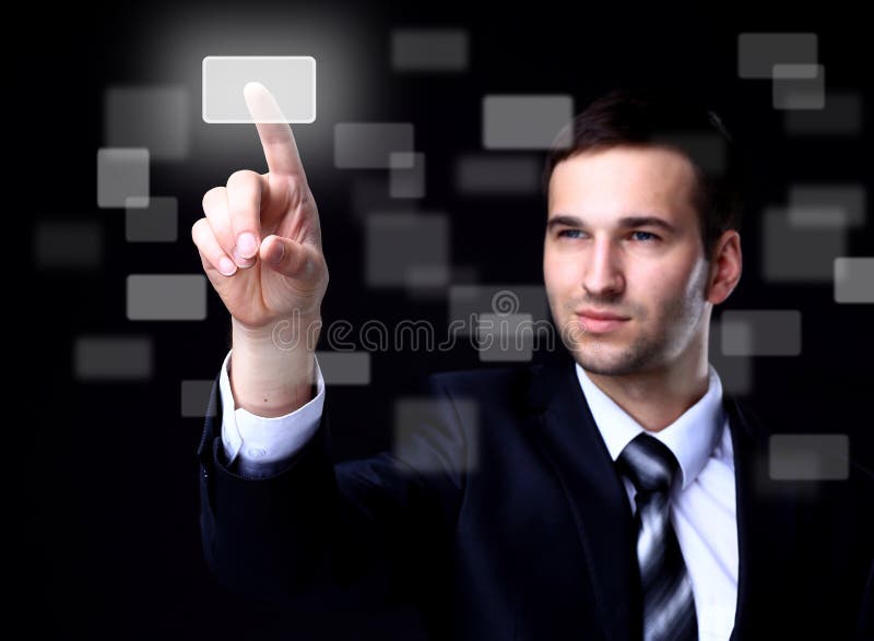 Business Man Touch Tablet Pc with Empty Screen Stock Image - Image of ...