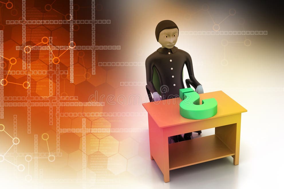 Business man in problem stock illustration. Illustration of answer ...