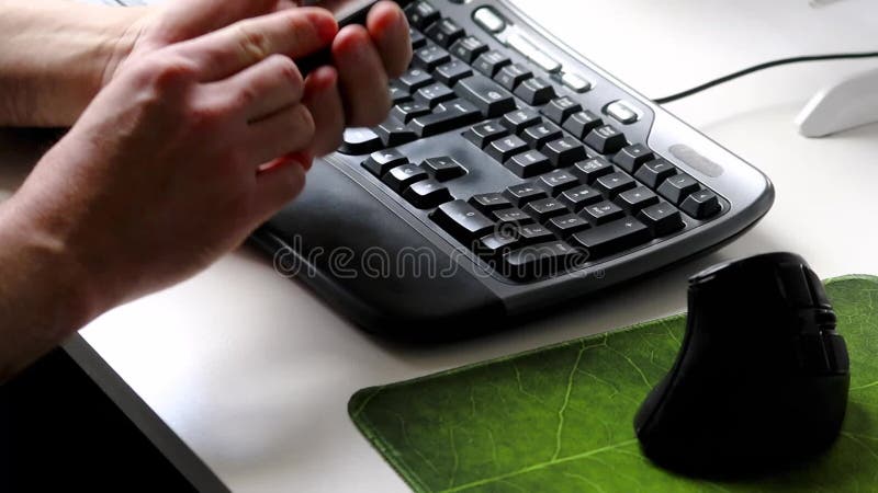 Business Man or Professional Programmer Typing on Ergonomic Keyboard ...