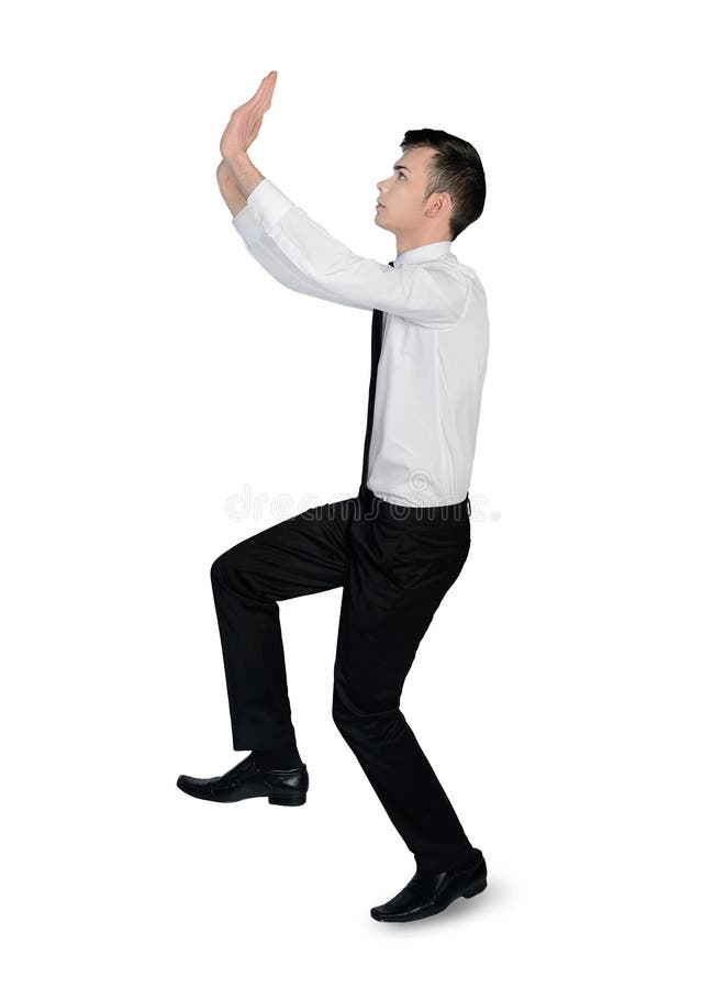 Business Man Push Something Stock Photo - Image of push, hand: 55935614