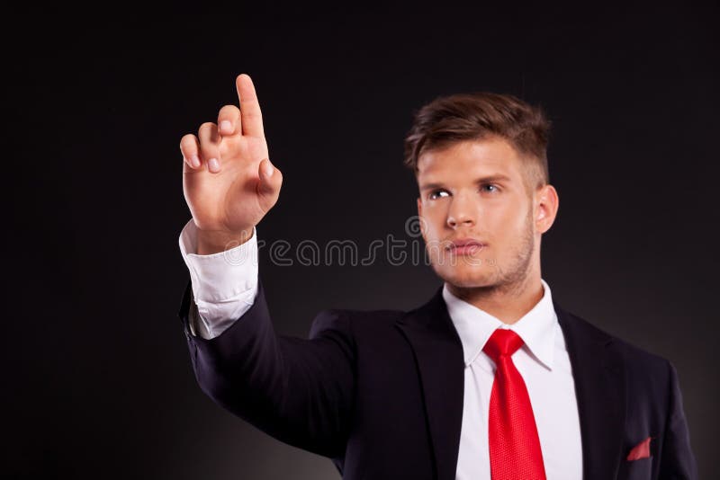Business Man Pushing a Play Button Stock Photo - Image of people, pause ...