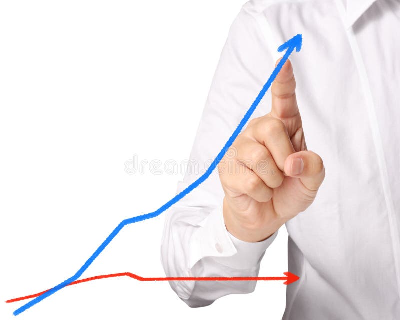 Business man pushing graph stock illustration. Illustration of blue ...