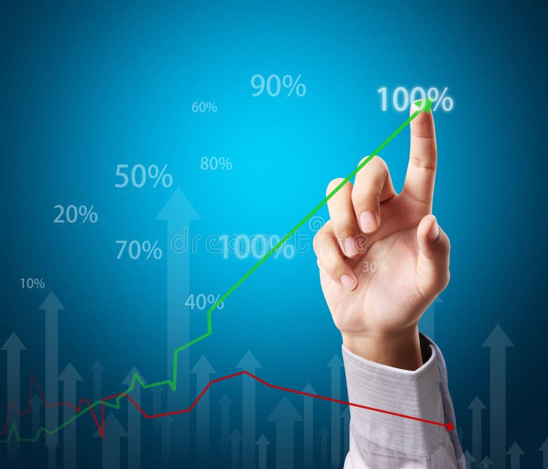 Business man pushing graph stock illustration. Illustration of hands ...