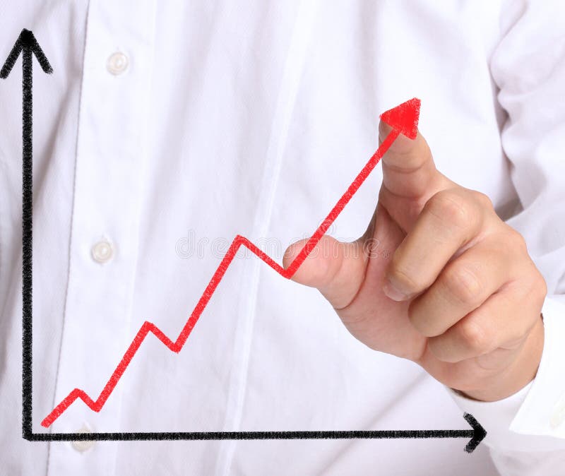 Business man pushing graph stock illustration. Illustration of hands ...