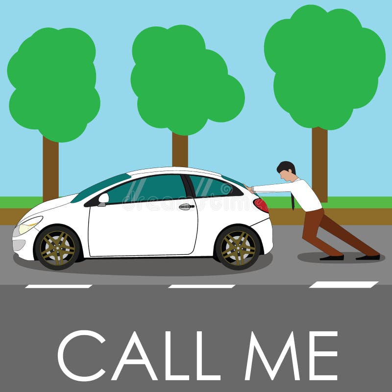People Pushing A Car Clipart