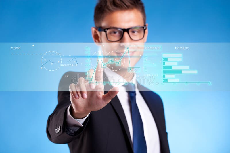 Business Man Pushing Some Buttons Stock Image - Image of business ...