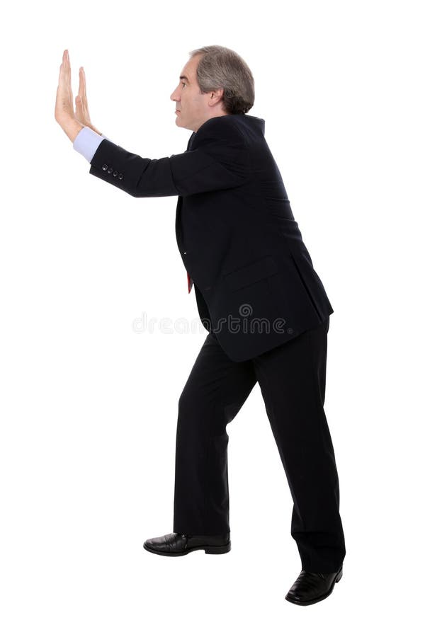 Business Man Pushing Something Stock Image - Image of partner, effort ...