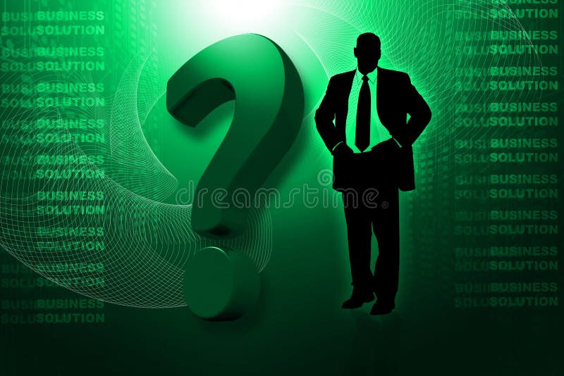 Business man with question stock illustration. Illustration of ...