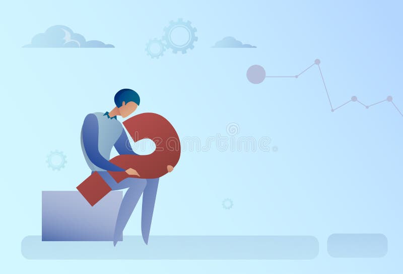 Business Man with Question Mark Pondering Problem Concept Stock Vector ...