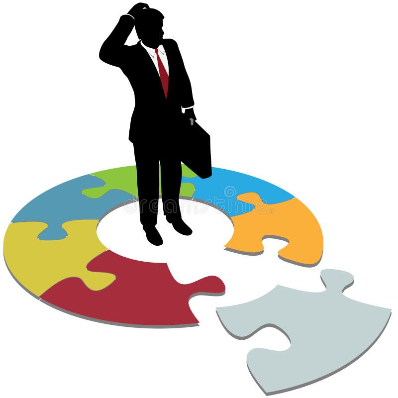 Business Man Find Missing Piece Puzzle Path Stock Vector - Illustration ...