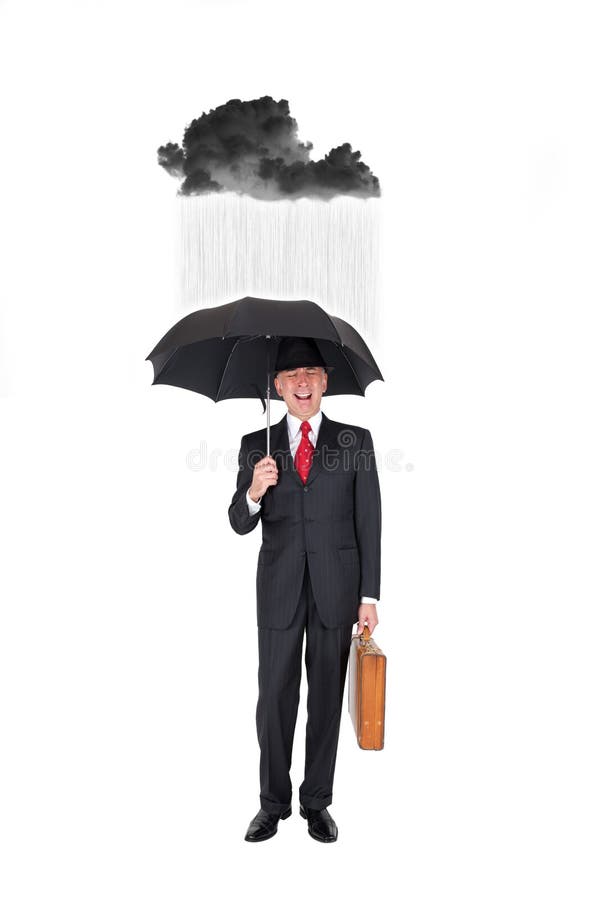 Business Man with a Rainy Black Cloud Over Him Stock Image - Image of ...