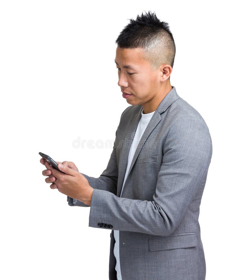 Business Man Read Text Message Stock Image - Image of media, electronic ...