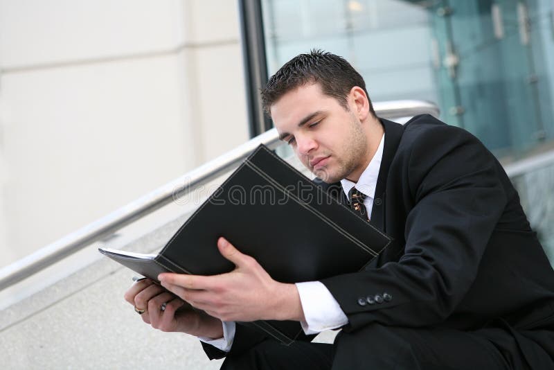 Business Man Reading stock image. Image of male, outside - 4661847