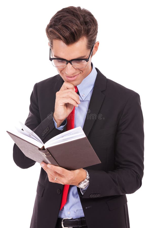 Caucasian Business Man Holding a Book Stock Image - Image of white ...