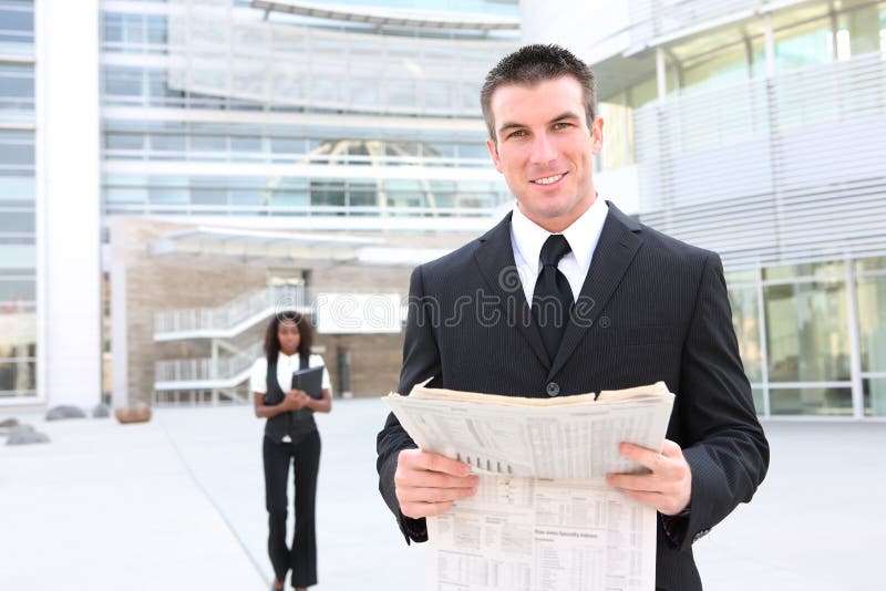 Business Man Reading Newspaper Stock Photo - Image of attractive ...