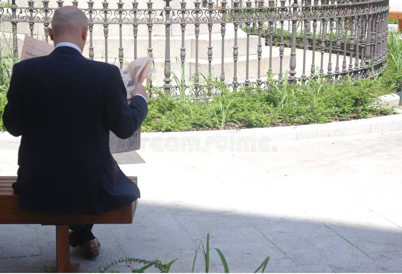 Business Man Reading Newspaper Editorial Image - Image of business ...