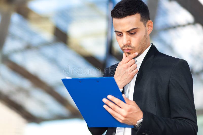 Business Man Reading Some Documents Stock Image - Image of people ...