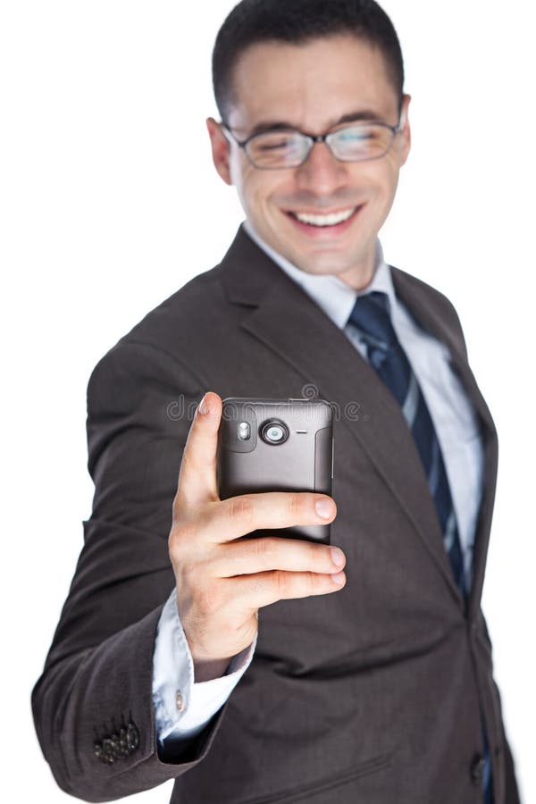 Business Man Reading Text Message Stock Photo - Image of holding ...