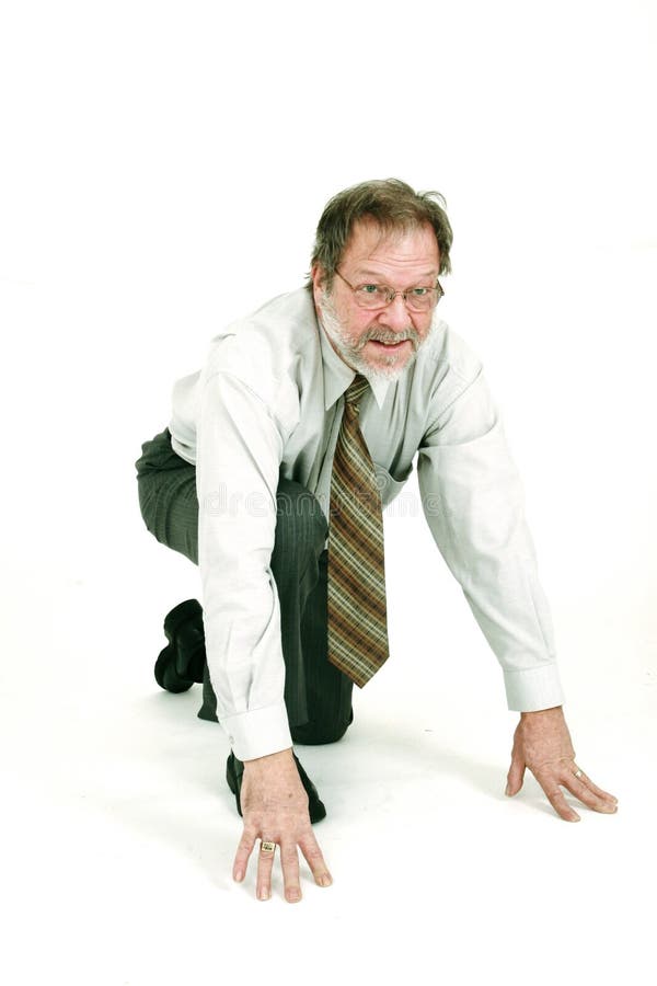 Business man ready to run stock photo. Image of wait, white - 8064492