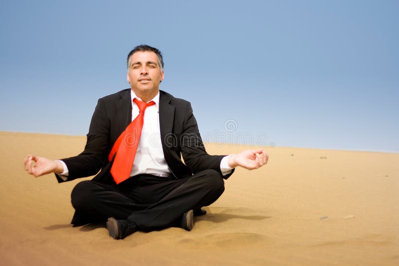 A Business Man Relaxing and Sit Down on the Sand Stock Image - Image of ...