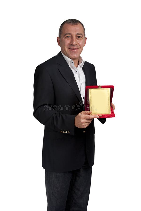 Business Man reward plate stock image. Image of caucasian - 16931427