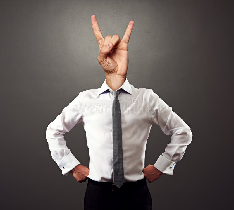 Business Man with Rock and Roll Sign Stock Image - Image of rock ...