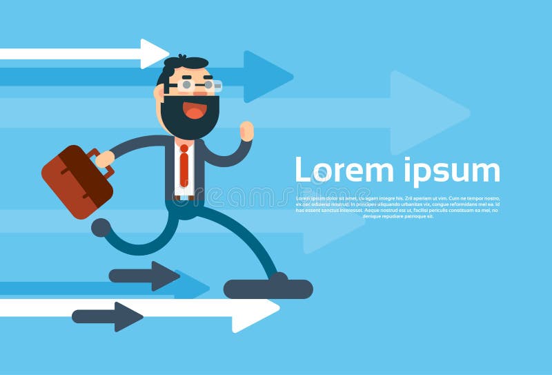 Business Man Run Arrow Finance Strategy Stock Vector - Illustration of ...