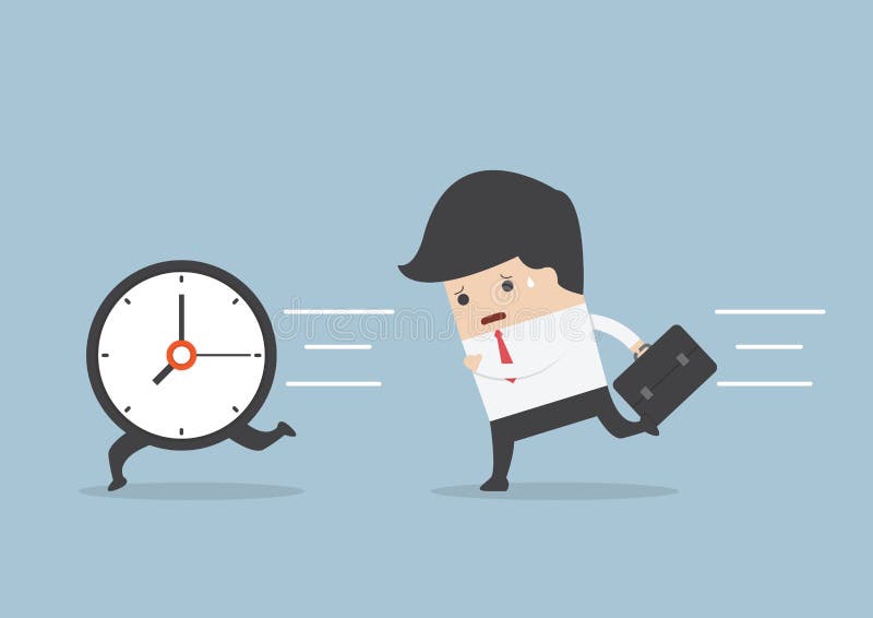 Business Man Run Follow the Clock Stock Vector - Illustration of ...