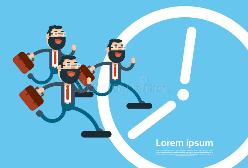 Business Man Run Time Clock Background Deadline Concept Stock Vector ...