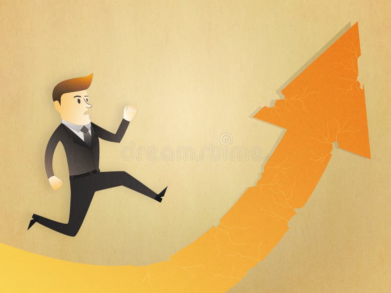 Business Man Run To the Risk Way Stock Illustration - Illustration of ...