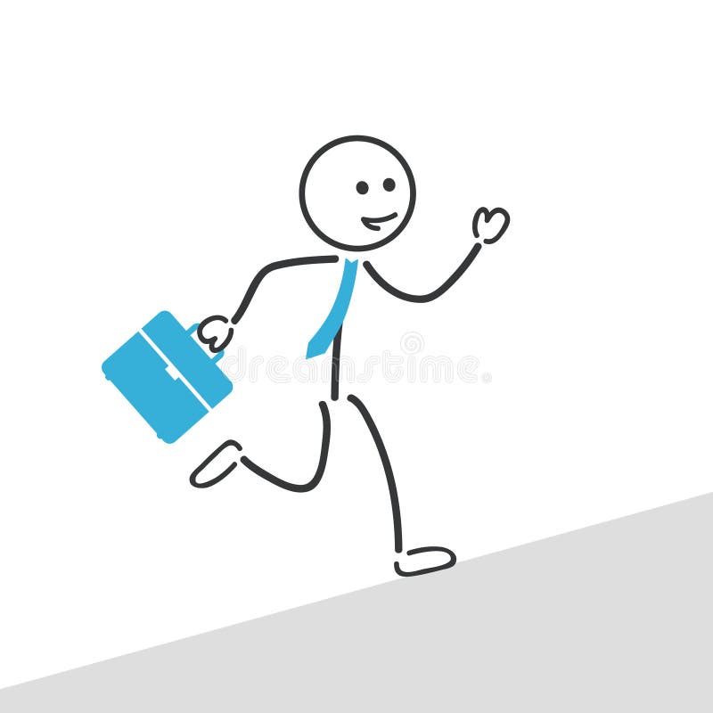 Business Man Run Up Stick Man Cartoon Figure Stock Vector ...