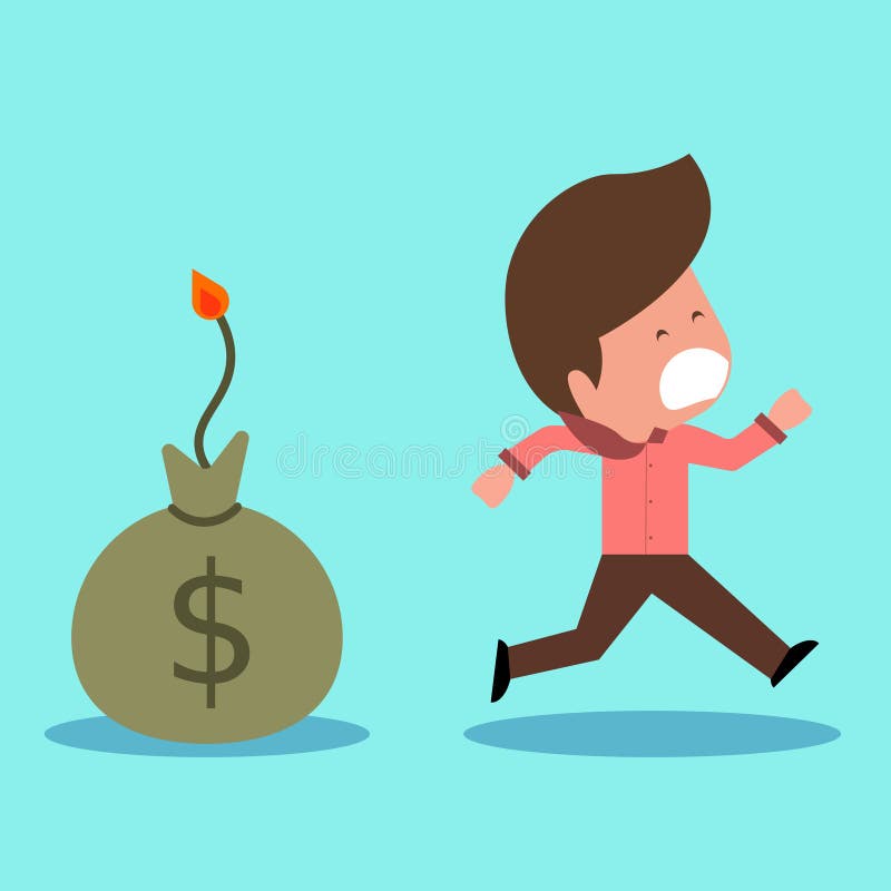 Business Man Running Away from Bank Credit Stock Vector - Illustration ...